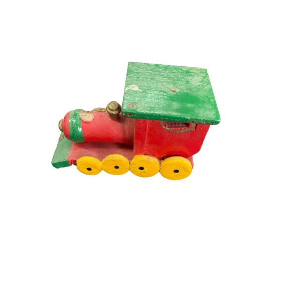 Unknown | Holiday | Vintage Painted Miniature Wooden Train Ornament ...